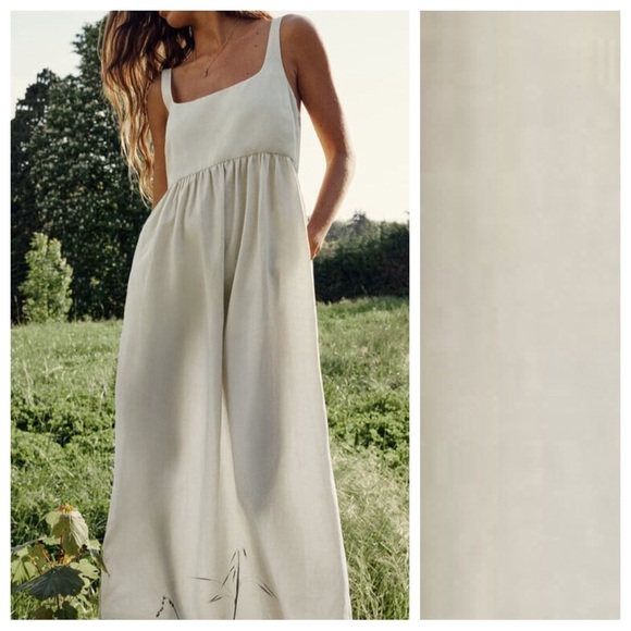 Zara | Dresses | Nwt Zara Light Beige Linen Blend Midi Dress Size S ...